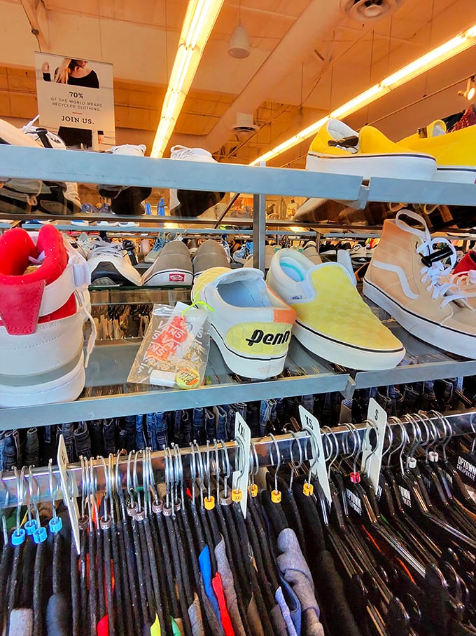 Sneaker heaven for the budget-conscious sole searcher. Those yellow Vans are practically walking themselves to the register.