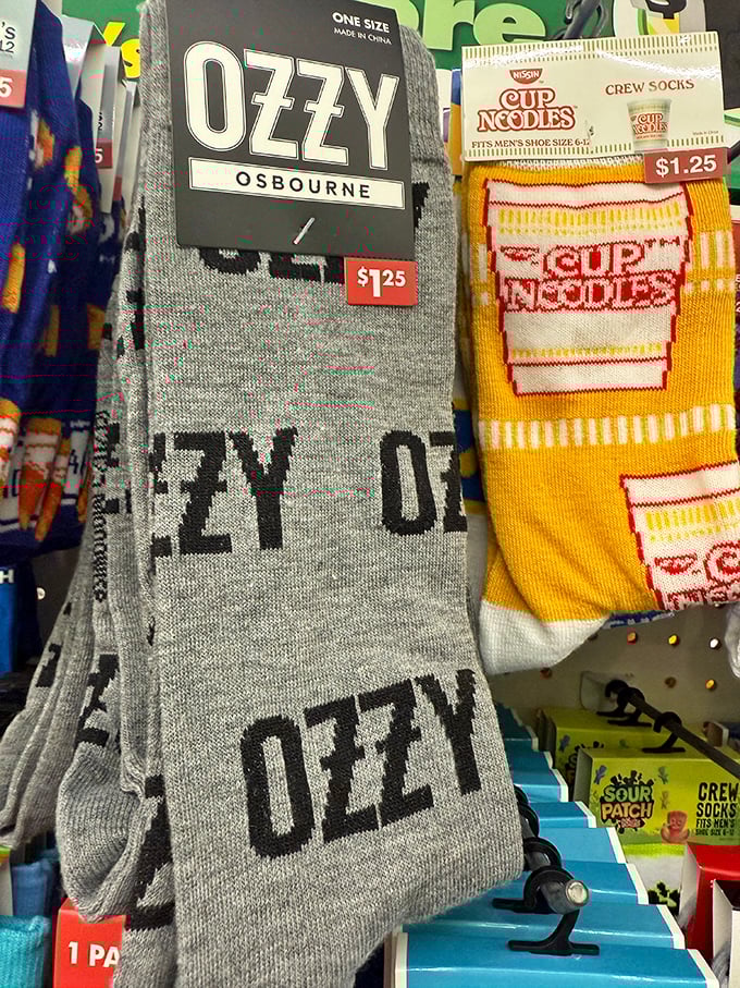 Socks with attitude – "Ozzy" meets "Cup Noodles" in the fashion statement nobody asked for.