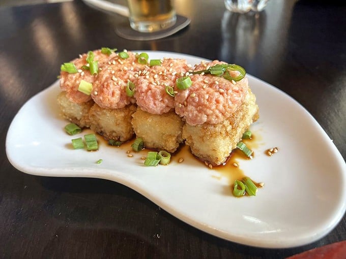Spicy tuna on crispy rice—the culinary equivalent of a high-five that leaves your taste buds tingling for minutes after.