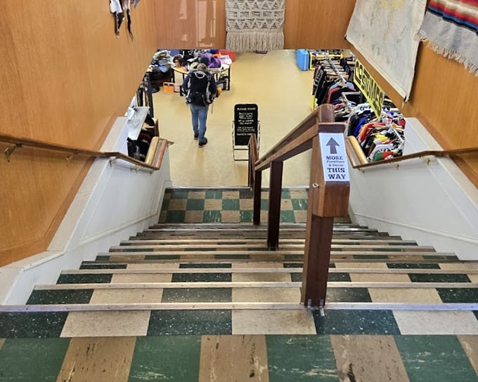 The stairway to secondhand heaven. Each step brings you closer to another floor of potential treasures and delightful discoveries.