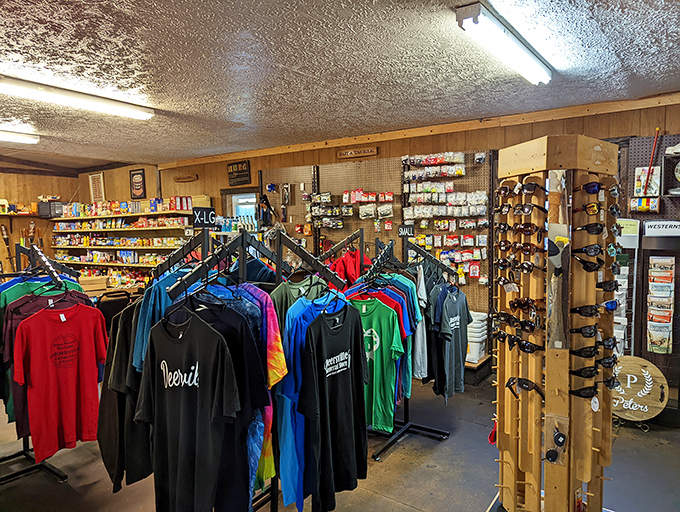 More than just a store—it's a community hub where snacks meet necessities. The deer mount keeps watch over the potato chips.