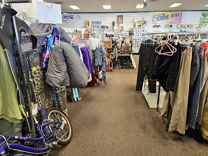 Navigating these aisles feels like a retail scavenger hunt where that perfect pair of slacks might be hiding next to yesterday's exercise bike.