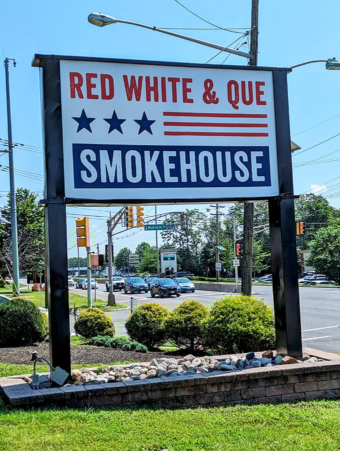 A sign that stands as a beacon to hungry travelers. Like the North Star for those navigating a sea of mediocre food options.