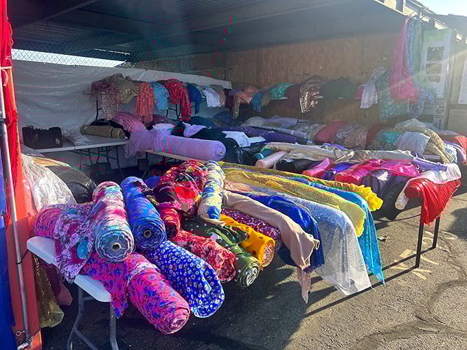 Fabric heaven where crafters and costumers find their muse. These rolls of color and pattern are just waiting to become someone's "I made it myself!"