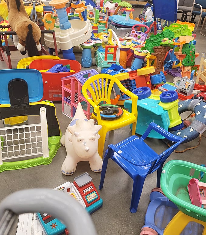 Toy paradise or plastic purgatory? One child's castoffs become another's Christmas morning at prices that won't break the piggy bank.