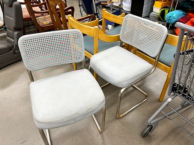 Mid-century chairs with stories to tell, patiently waiting for their next dinner party debut. Don Draper would approve of these classics.