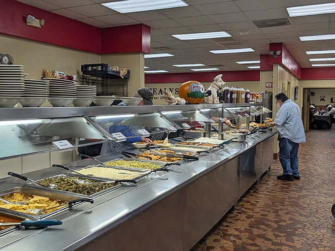 A barbecue buffet stretching toward the horizon like a meaty mirage. The hardest part is deciding where to begin.