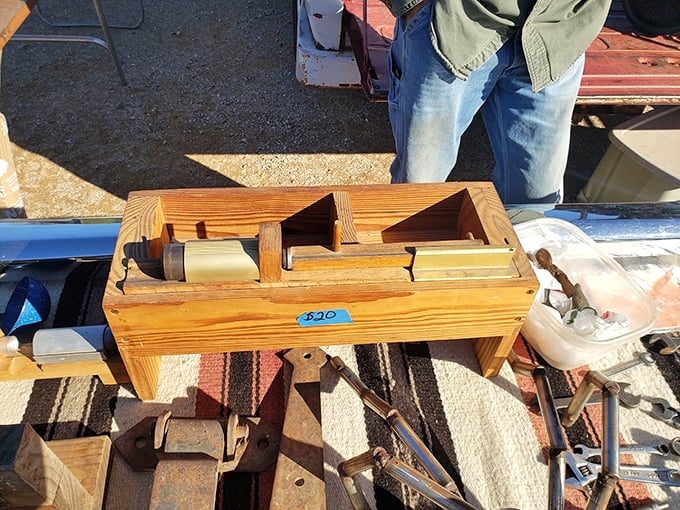 Craftsman treasures from another era. This wooden toolbox whispers of skilled hands and projects completed long before YouTube tutorials existed.