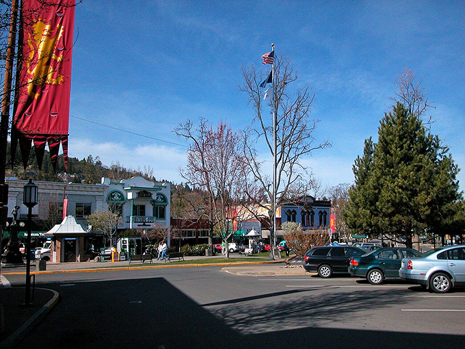 Tree-lined streets and colorful storefronts create the kind of downtown where window shopping becomes an Olympic sport.