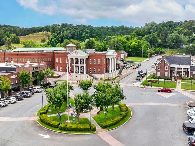Ellijay's courthouse square stands proud, surrounded by mountains that change colors like nature's own mood ring.
