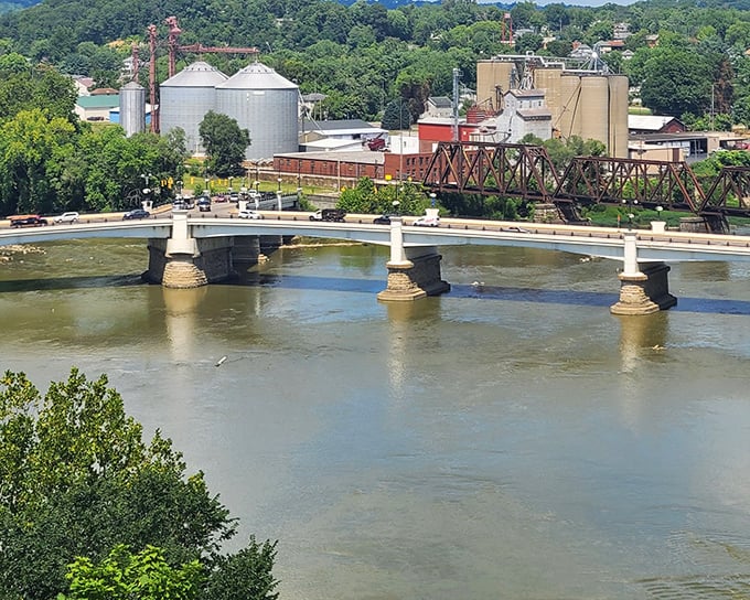 The bridge spanning Zanesville's river connects more than just banks—it links the town's historic past with its welcoming present.