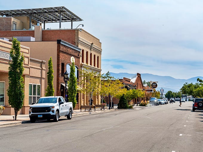 Downtown Minden - where brick buildings and mountain views create the perfect small-town snapshot.