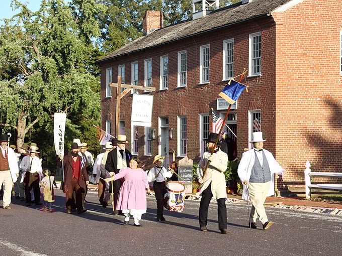 History steps off the page as costumed interpreters bring 1850s electioneering to life. Politics hasn't changed much—just the outfits.