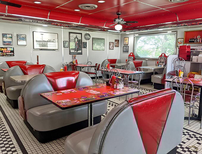 Every angle reveals another perfect vintage detail in this time capsule of American diner culture.