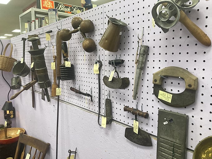 Tools with history hanging like strange fruit—each with a purpose so specific that half of them remain delightfully mysterious.