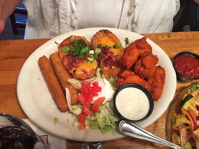 This appetizer combo is the United Nations of starters—bringing together crispy, spicy, and savory in delicious diplomatic relations.