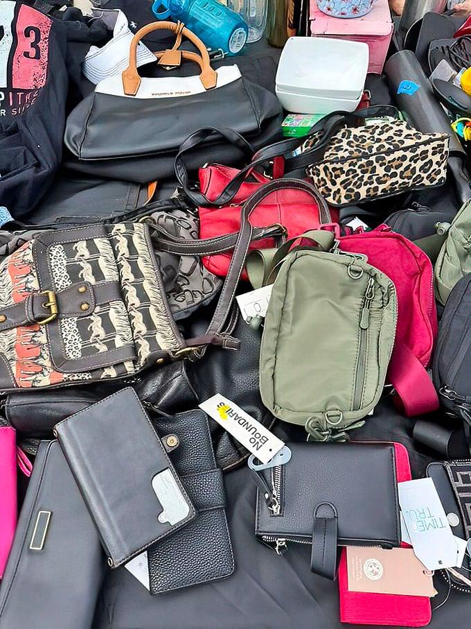 Handbag heaven where designer dreams meet bargain prices. That leopard clutch is practically begging to accompany you to dinner.
