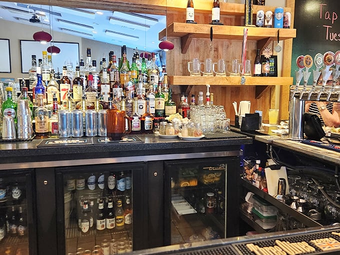 The spirits selection behind the bar suggests Robin Hood's merry men weren't just into stealing from the rich—they enjoyed a good cocktail too.