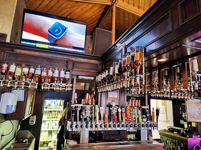 The bar gleams with promise – dozens of taps standing at attention, ready to pour the perfect pint for thirsty patrons.