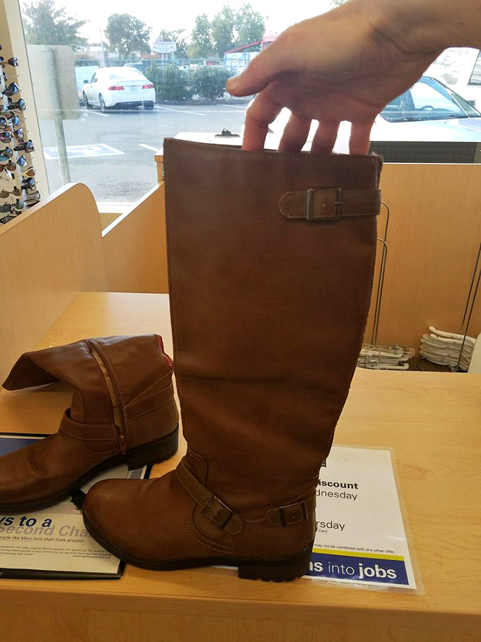 These leather boots weren't made for walking—they were made for strutting out of Goodwill while your friends wonder how you afford such style.