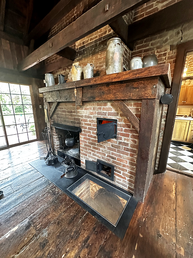 Kitchen hearths like this weren't just for cooking—they were the heart of household operations. No microwaves, just pure culinary commitment.