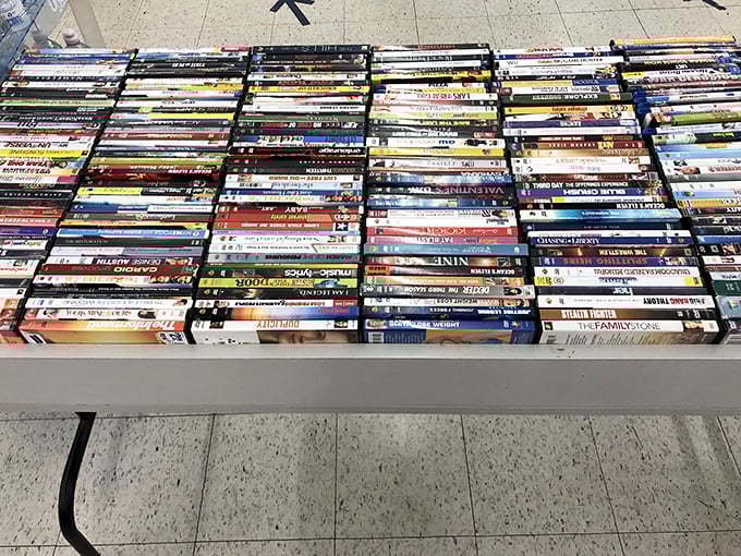 DVD and CD collections that remind us physical media still exists, offering cinematic treasures for less than a streaming subscription.