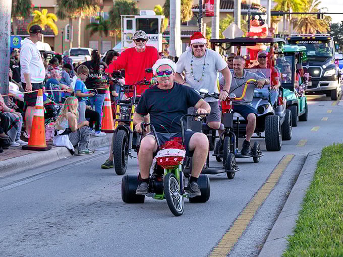 Fort Pierce's Christmas parade features golf carts and holiday spirit in equal measure—proving you don't need snow to celebrate with hometown charm.