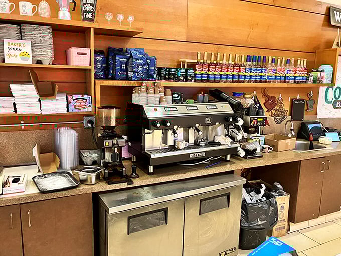 The coffee station isn't merely equipment; it's the heart that pumps life-giving espresso through the veins of Little Italy's morning routines.