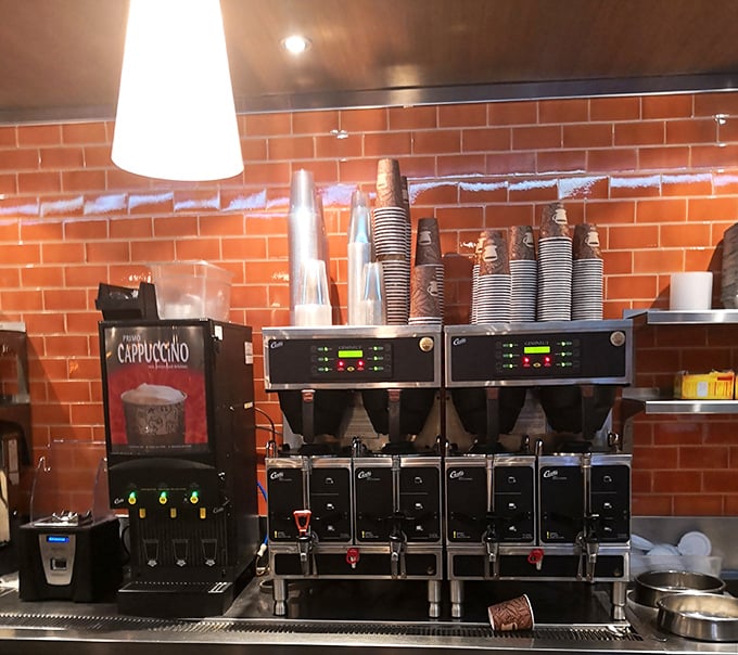 Coffee station that means business. This isn't amateur hour—this is where caffeine dreams come true, one perfect cup at a time.