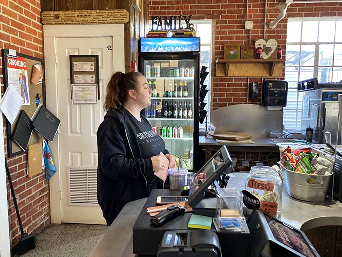 Where barbecue magic happens – the counter where dreams are sliced, weighed, and served on humble butcher paper.
