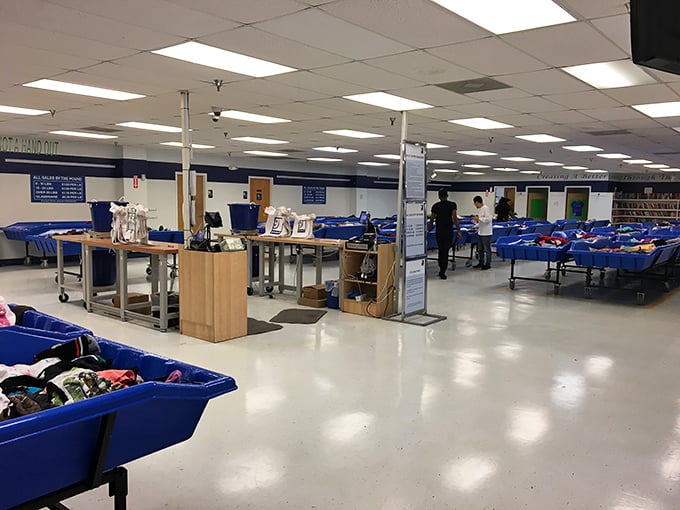 The command center of thrift—where treasures are weighed, priced, and sent home with triumphant bargain hunters.