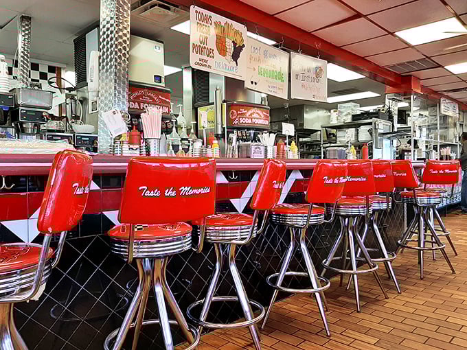 "Taste the Memories" isn't just embroidered on these chairs—it's the promise they deliver with every spinning seat.