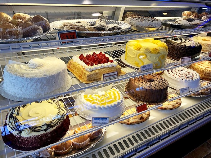 The dessert case at Club House Diner isn't just a display—it's a museum of American sweet tooth satisfaction where every piece deserves its own spotlight.