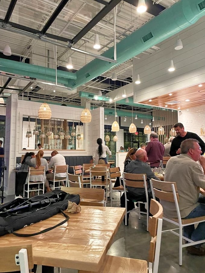 Happy diners fill the space with conversation and laughter – the universal soundtrack of good food being thoroughly enjoyed.