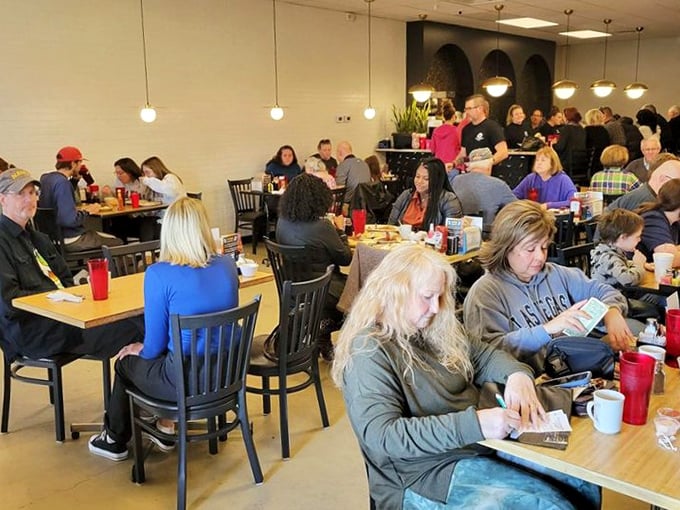 A packed house of happy diners – the universal sign that you've stumbled upon a place worth setting your alarm for.
