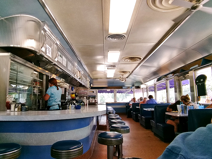 The quintessential diner experience—counter seating for the regulars, booths for families, and conversations that flow as freely as the coffee. Norman Rockwell would reach for his paintbrush.