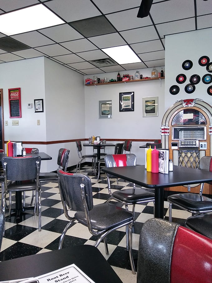 The dining area feels like your favorite uncle's basement—if your uncle happened to be a genius at creating comfortable nostalgia.