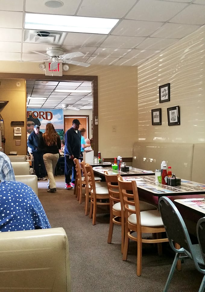 Simple dining room where conversations flow as freely as the coffee – no pretension, just good food and better company.