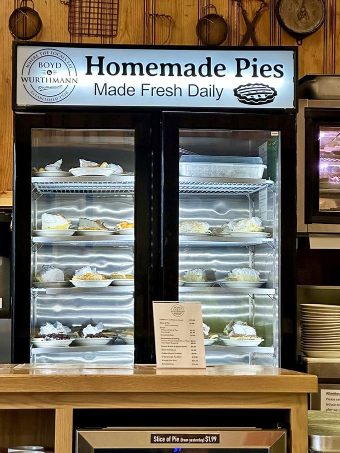 The pie case—Ohio's version of the Louvre, where edible masterpieces are displayed with the reverence they deserve.