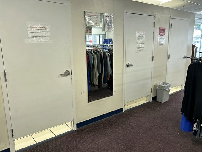 Even the dressing rooms maintain that clean, organized vibe – no mysterious stains in sight, thankfully.