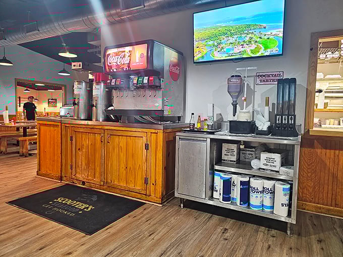 Self-serve drink station – the democratic cornerstone of any great casual eatery where refill freedom is your unalienable right.