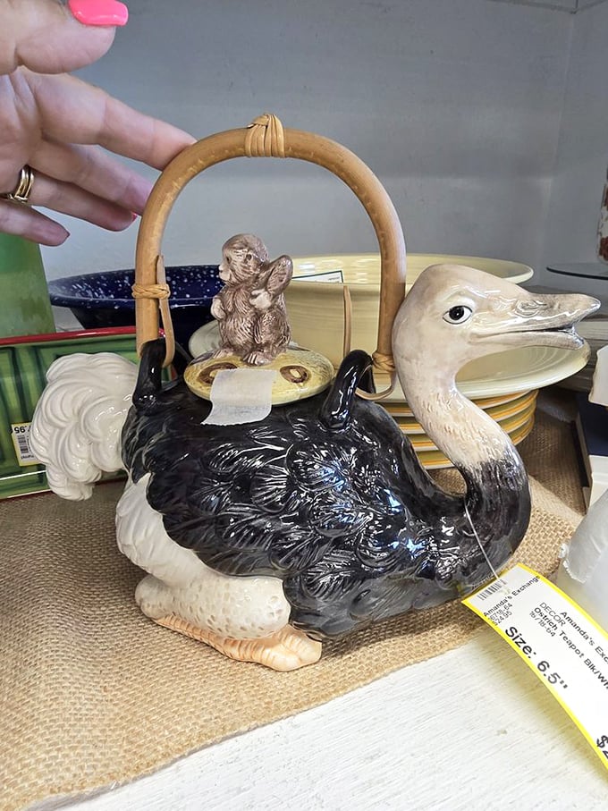 An ostrich teapot because sometimes your afternoon tea needs a touch of whimsy and wonder.