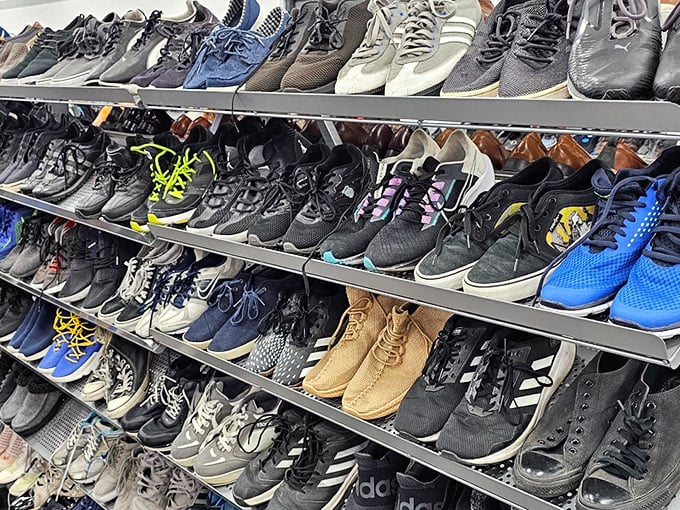 Shoe shopping without the sticker shock. These rows of barely-worn footwear offer style without emptying your wallet.