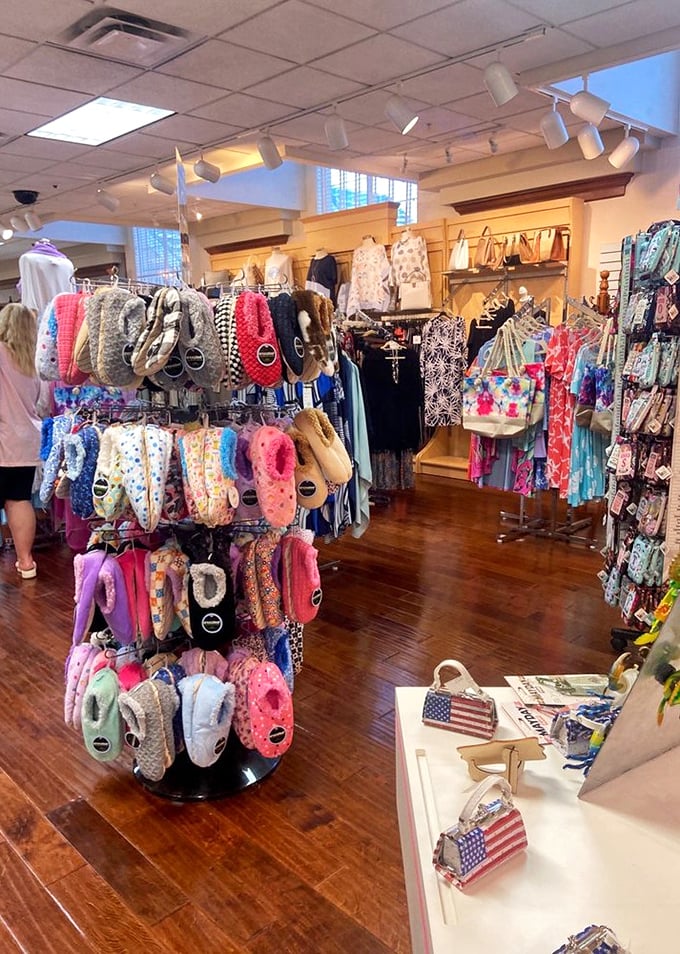 The gift shop offers a chance to take home a piece of Amish country – slippers included, bonnets sold separately.