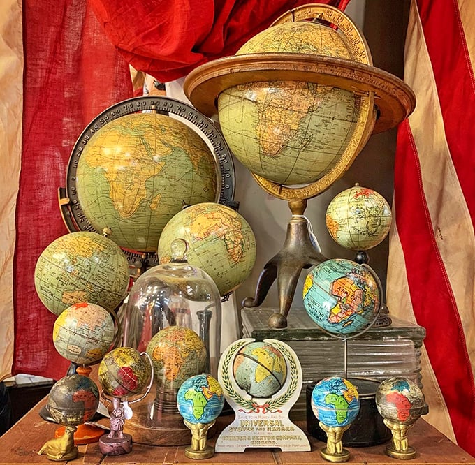 The world at your fingertips—literally. This collection of vintage globes shows borders long changed and countries renamed, geography frozen in time.
