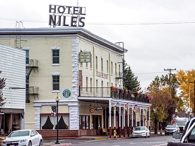 The historic Hotel Niles dominates downtown with three stories of vintage charm. Those balconies have stories to tell—if only brick could talk.