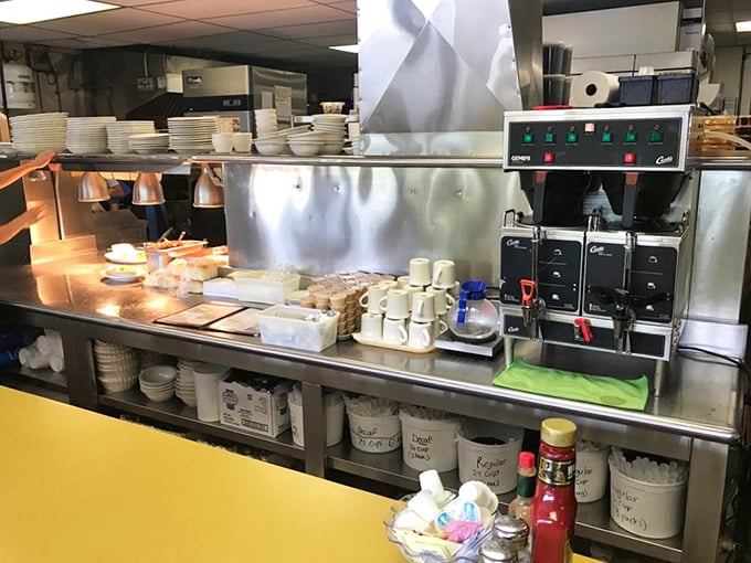 Behind the scenes, the kitchen hums with efficiency – coffee brewing, plates stacking, and the organized chaos that produces Pennsylvania Dutch perfection.