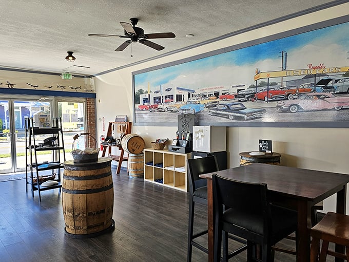 Marlin & Barrel Distillery serves up local spirits with a side of nostalgia. That barrel isn't just decoration—it's liquid history in the making.