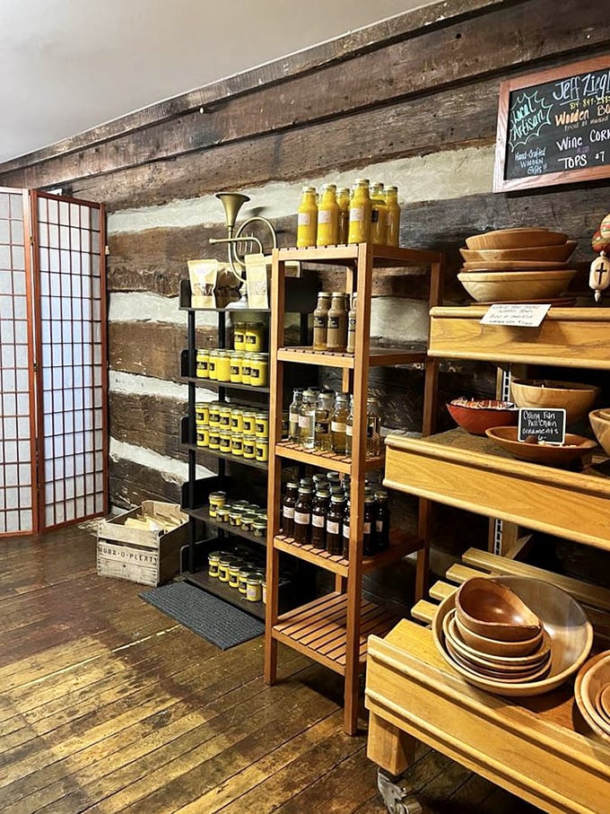 Those shelves aren't just storing products—they're showcasing edible souvenirs that let you take the Horn O Plenty experience home, one jar at a time.