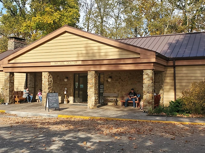 The Nature Center serves as Turkey Run's mission control – where confused hikers learn that "very rugged" wasn't an exaggeration after all.